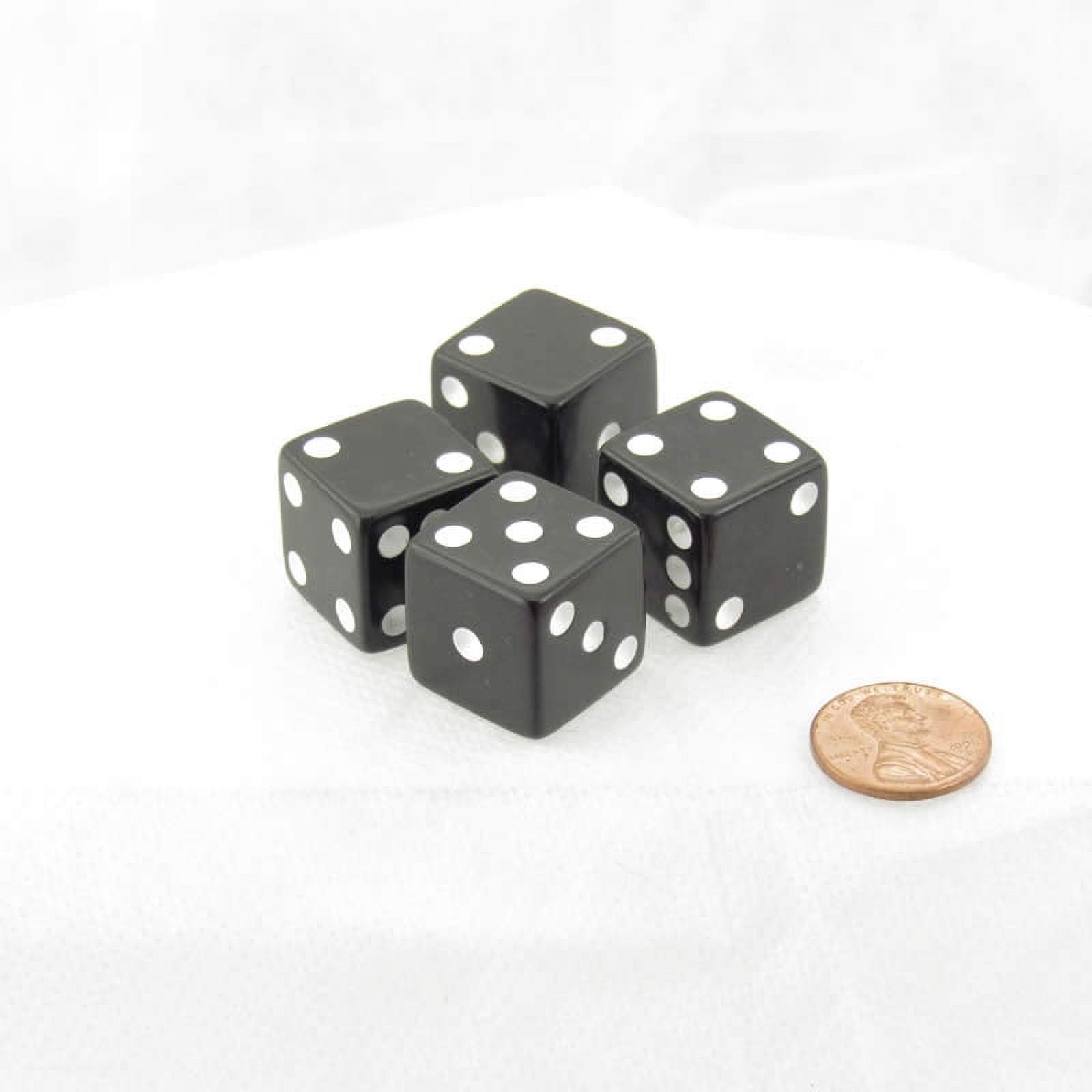 Black Dice with White Pips Squared Corners 19mm (3/4in) Pack of 4 ...