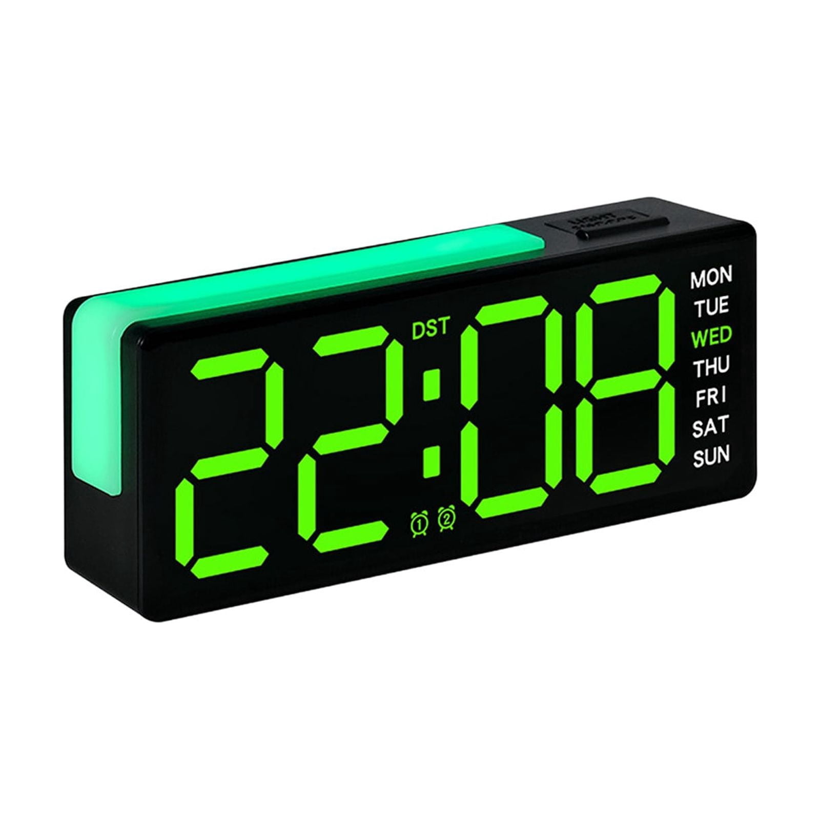 Black Digital Alarm Clock for Bedroom with Green Light | USB Charger ...