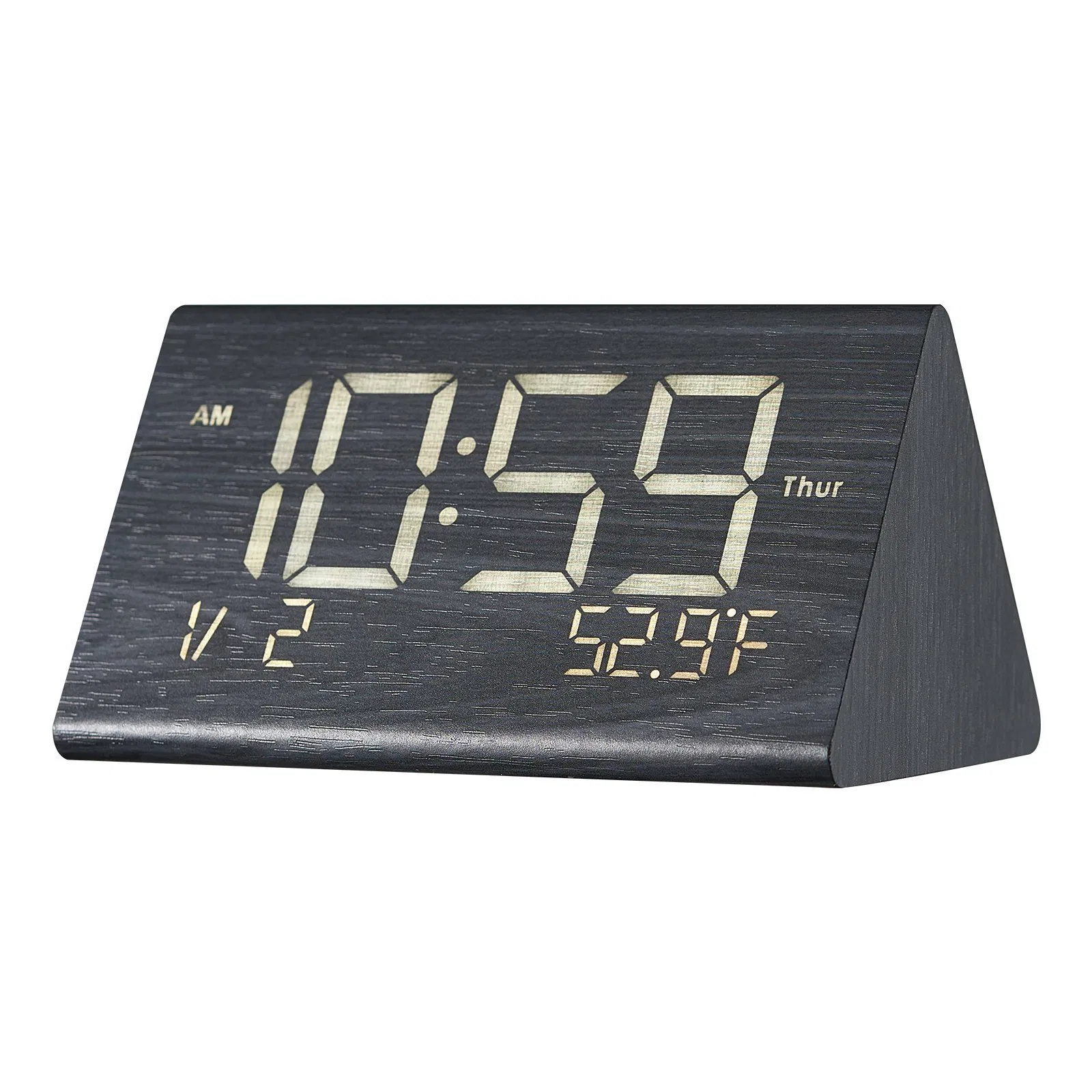 Black Digital Alarm Clock with Dual Alarms USB Night Light Stylish ...
