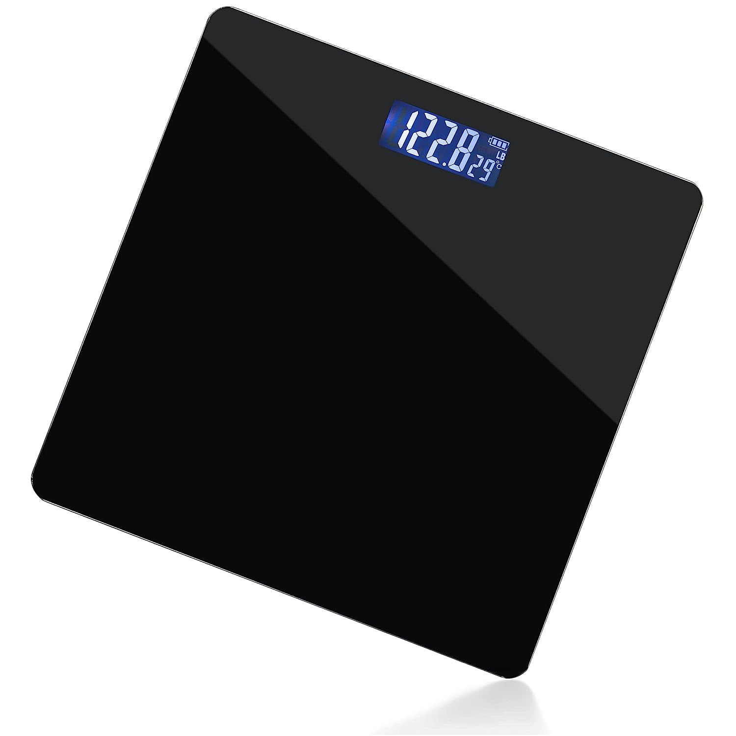 Black Digital Bathroom Scale for Body Weight, Smart Step-On Technology ...