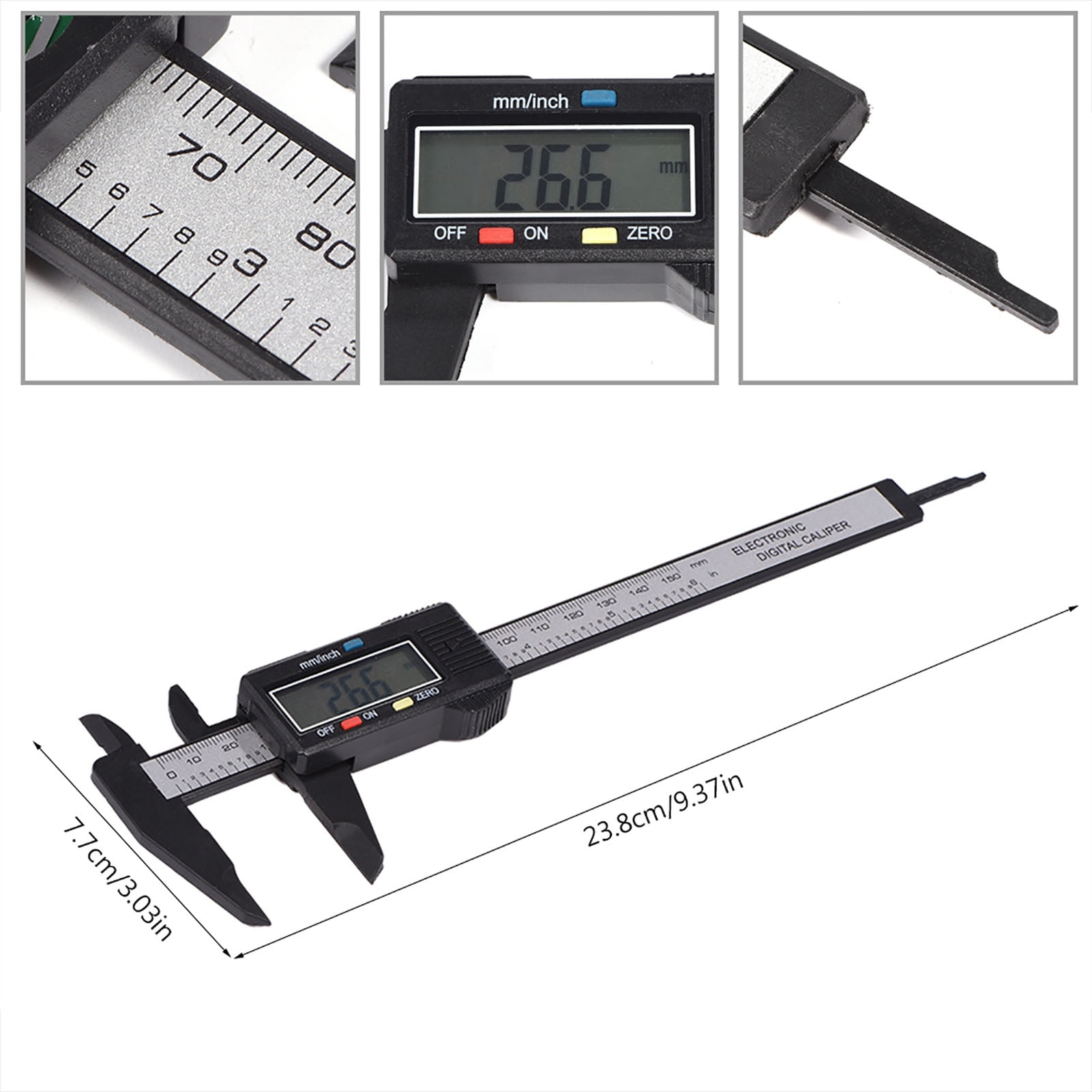 Black Digital Caliper with Extra Large LCD Screen for Measuring Inside ...