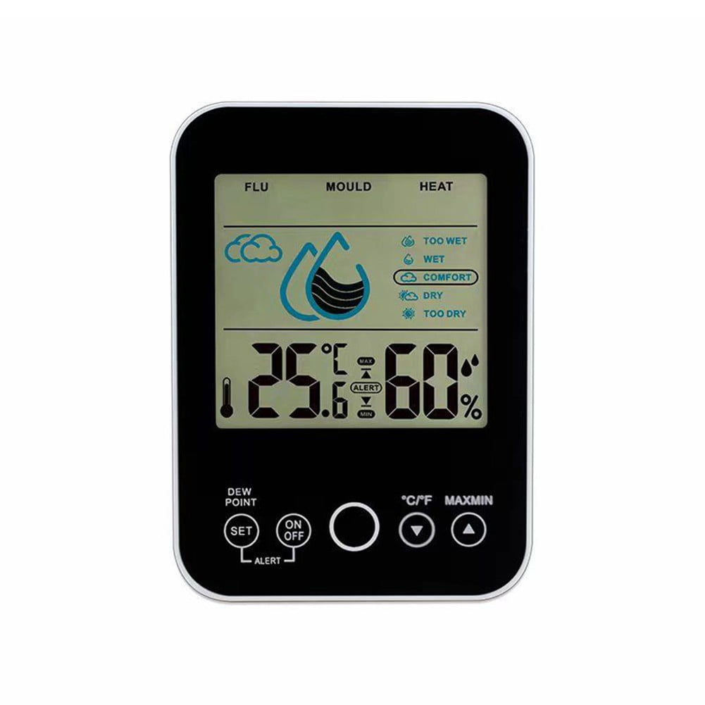 Black Digital Hygro Thermometer With Fo Alarm Comfort Display - Walmart.com
