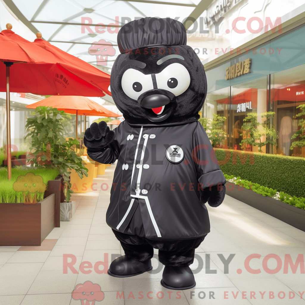 Black Dim Sum REDBROKOLY mascot costume character dressed with a ...