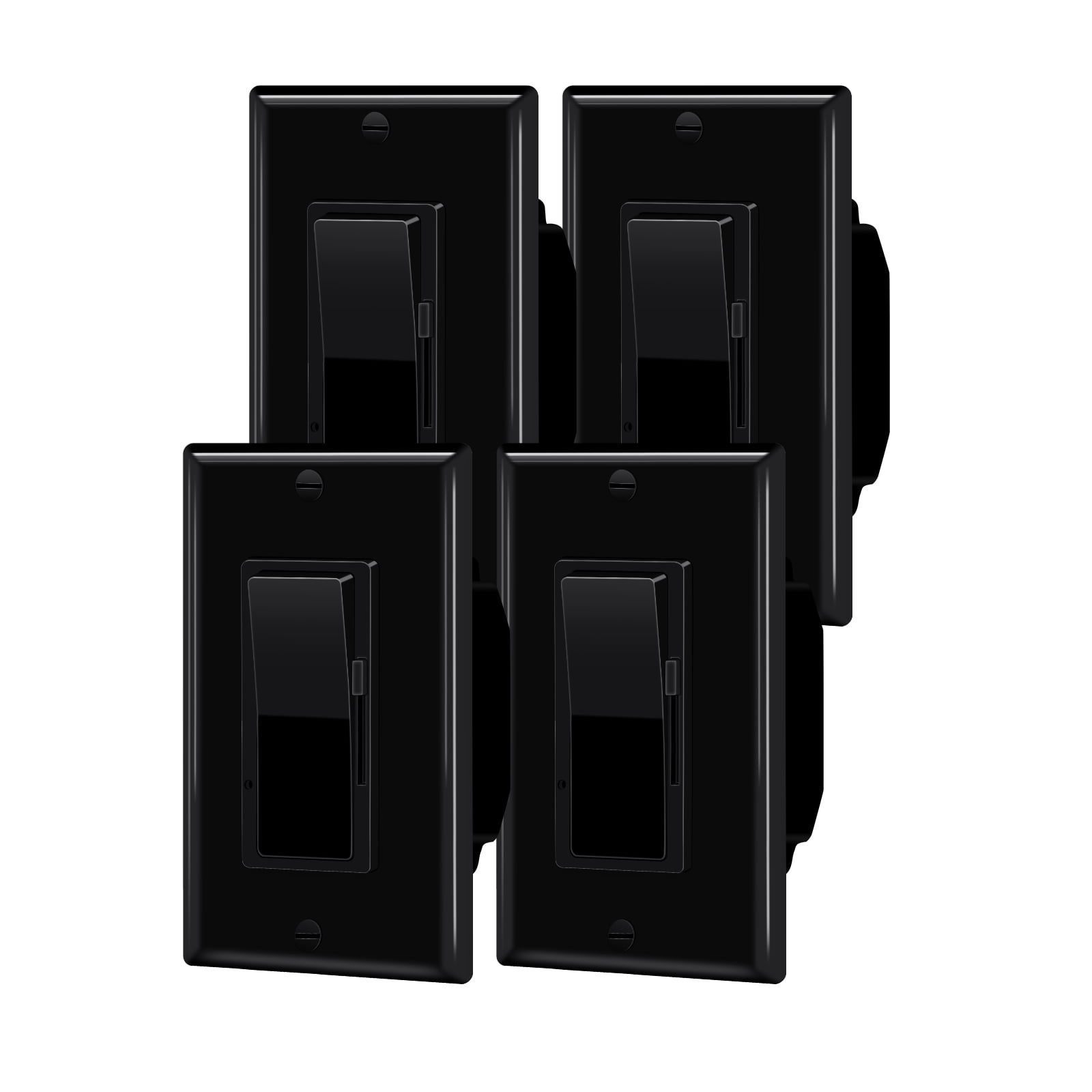 Black Dimmer Light Switch Decora,Nineleaf 4Pack 3-Way Dimmer Switch for ...