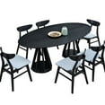 Black Dining Table Set of 7 pcs: 1 Table + 6 Chairs | Stable Table ...