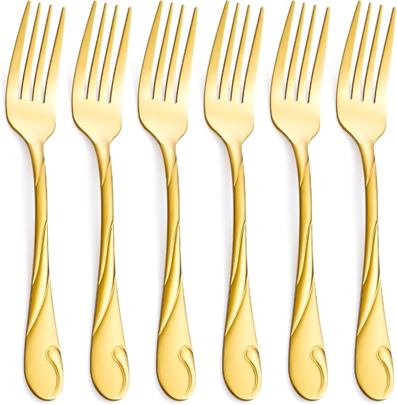 Black Dinner Fork Set, Seeshine 7.8-inch Stainless Steel Shiny Black ...