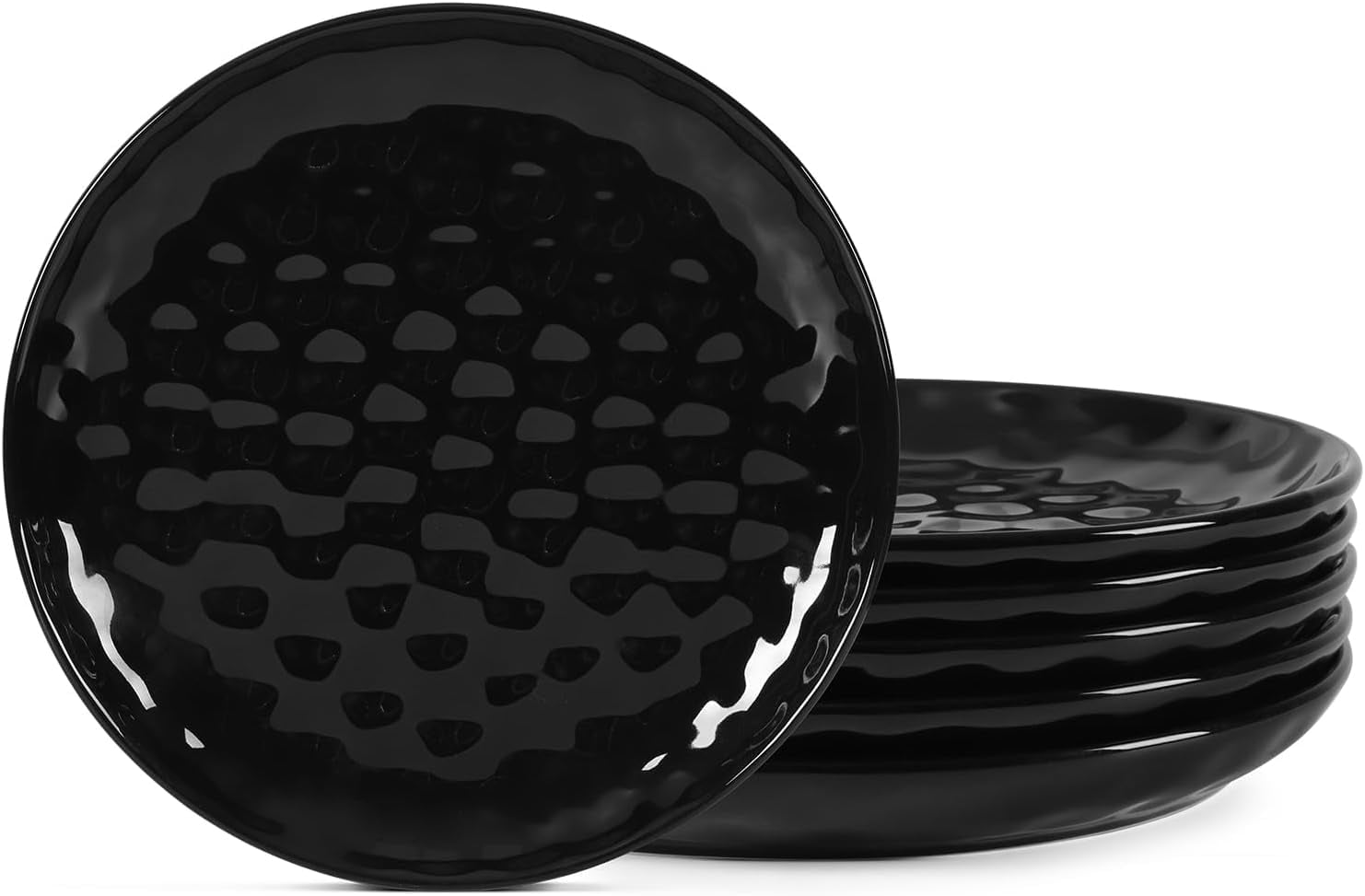 Black Dinner Plates Set of 6, 11.4 Inch Large Stoneware Luxury Dishes ...