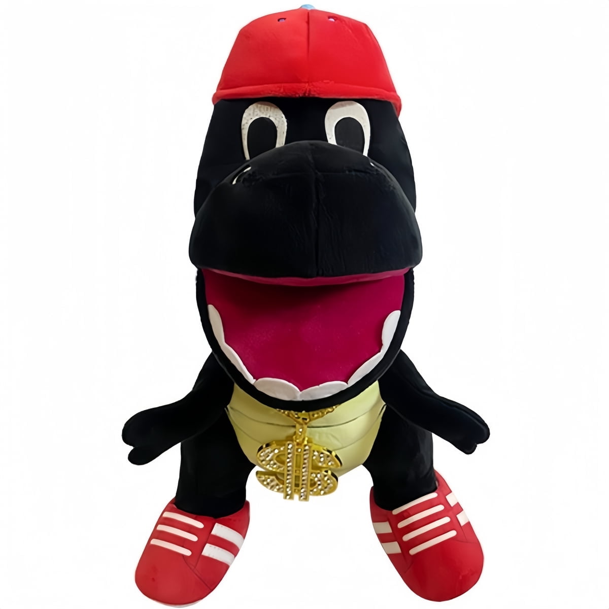 Black Dinosaur Hand Puppet Plush Toy Funny Puppets with Working Mouth ...