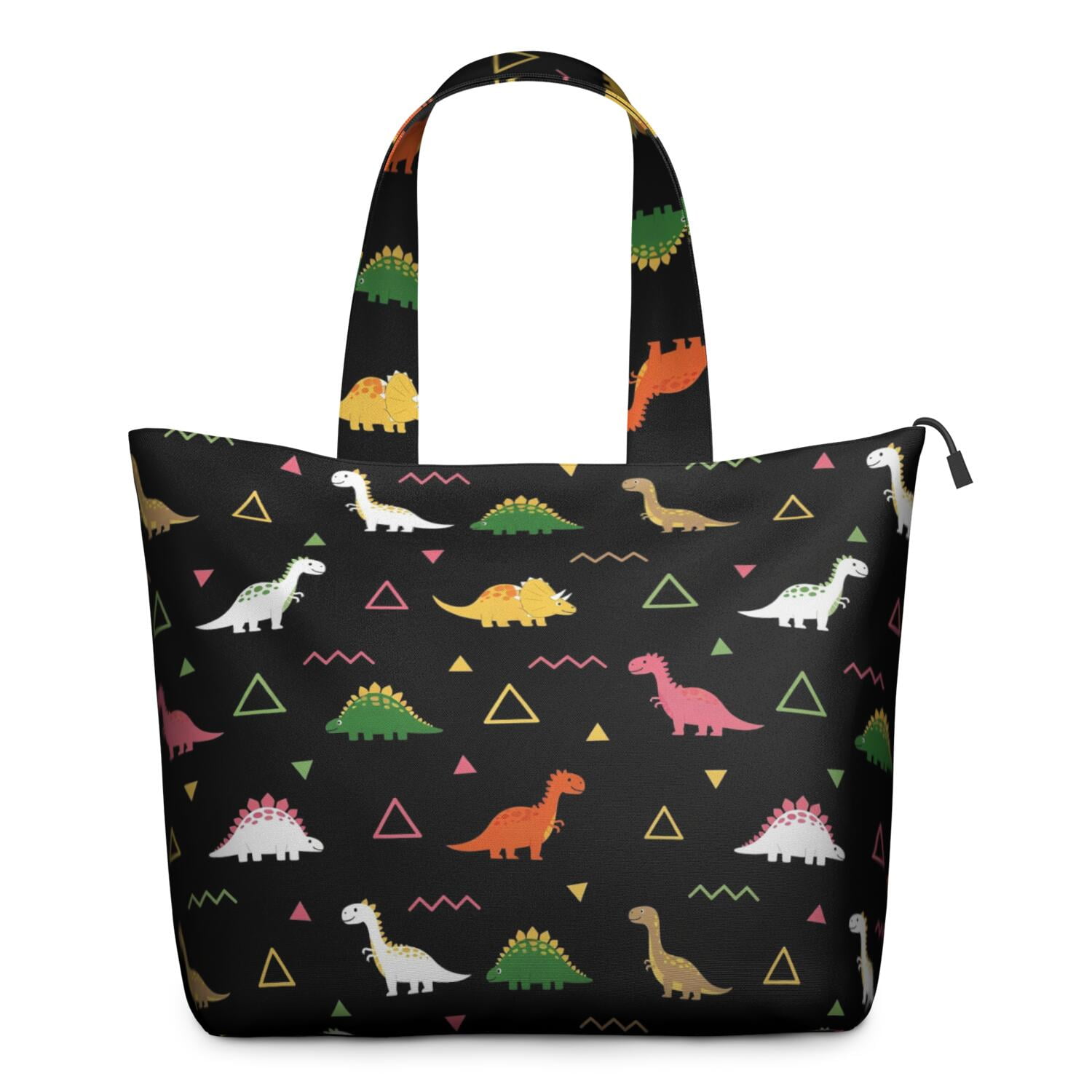 Black Dinosaurs Geometric Pattern Travel Tote Bags for Women Carry On ...