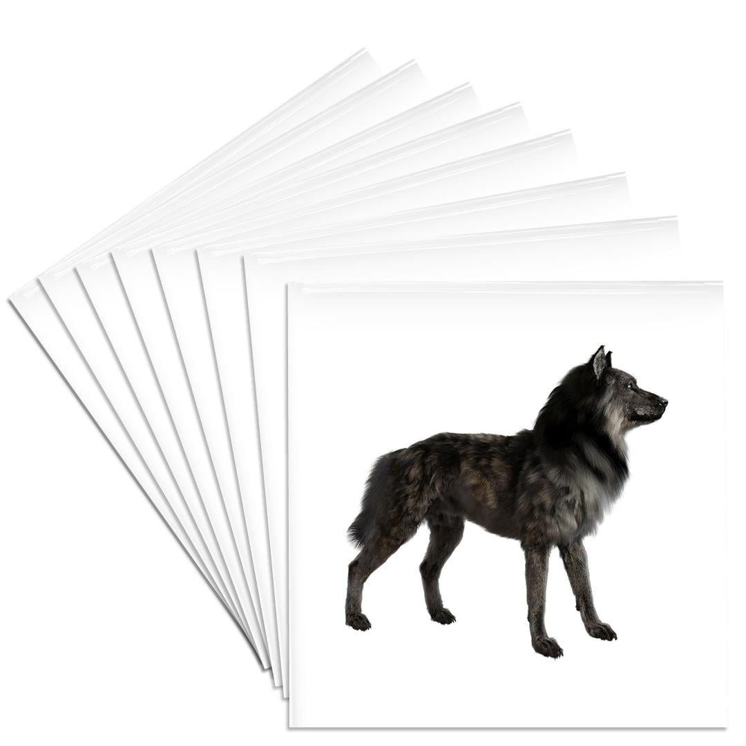 3drose, Black Dire Wolf Standing in Left Profile, Set of 8 Ceramic Tile ...