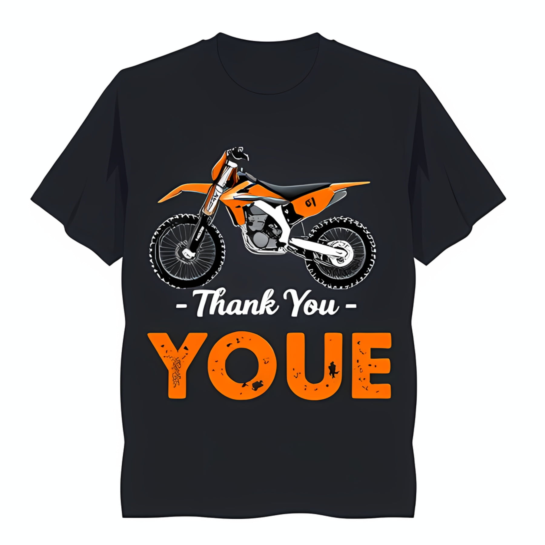 Black Dirt Bike Graphic T-Shirt with & Black Bike Number 61 & 'Thank ...