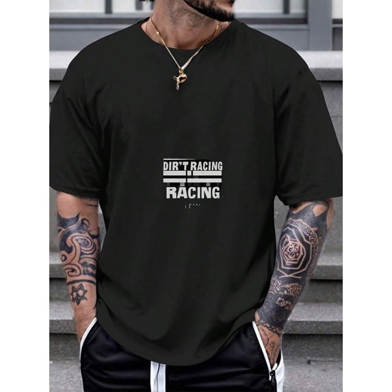 Black Dirt Racing Bold Striped Oversize T-Shirt All Season 180g Cotton ...