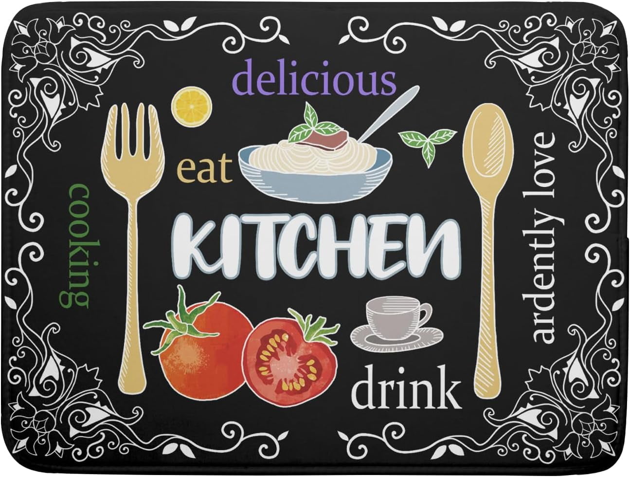 Black Dish Drying Mats for Kitchen Counter 18x24 inch Cooking Delicious ...