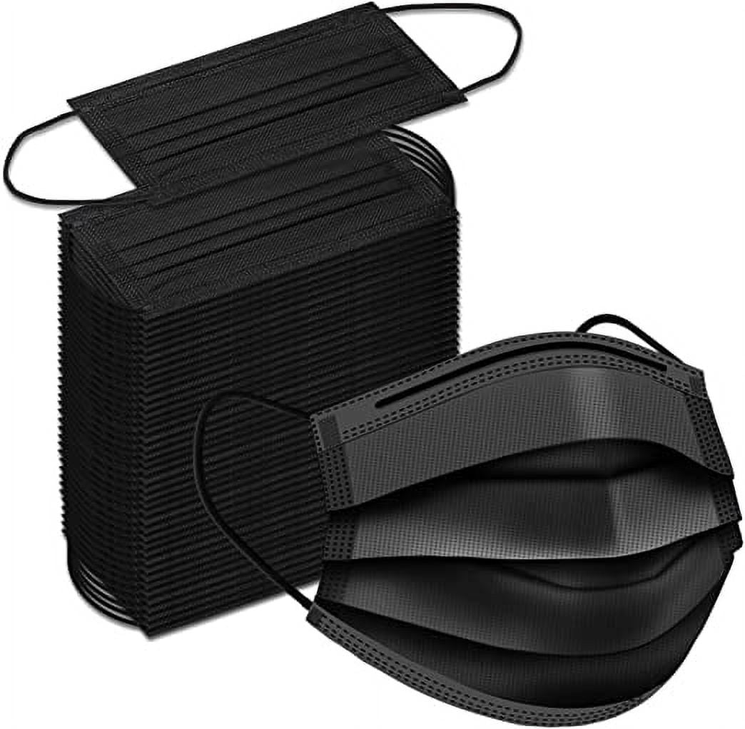 Black Disposable Face Masks, 100 Pack, 3 Ply - Walmart.com