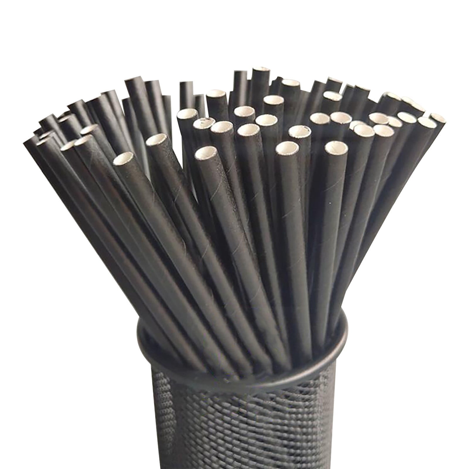 Black Disposable Paper Straws 100 Pack Clearance Wrapped, Plastic ...