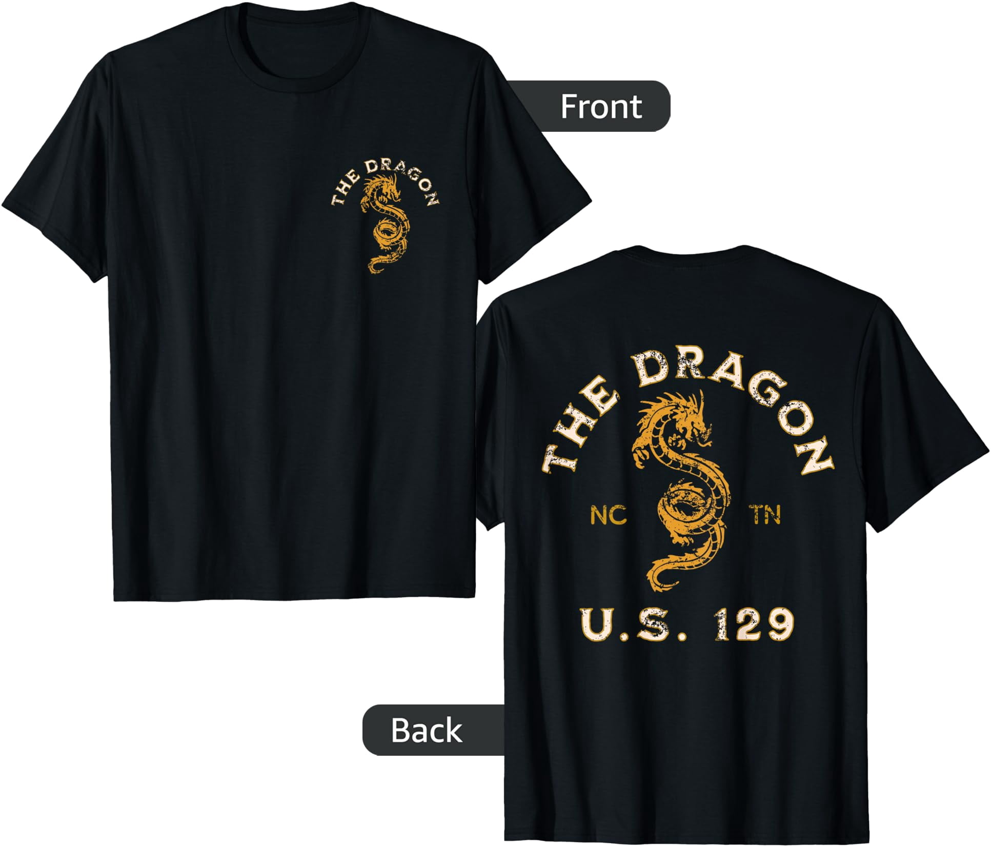 Black Distressed Dragon Graphic T-Shirt for Motorcycle Rider ...