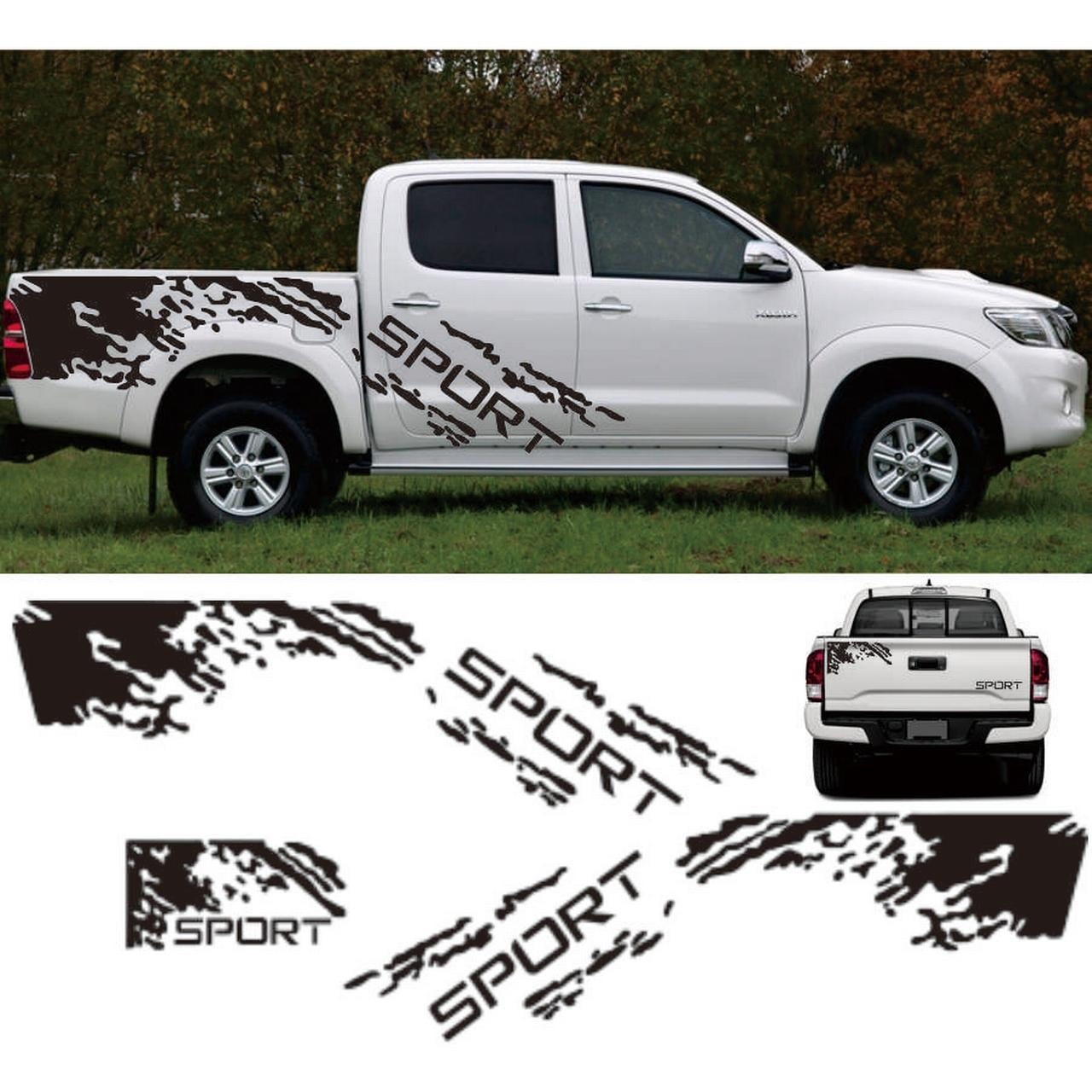 Black Distressed SPORT Trunk Pickup Tailgate & Body Decal Kit Sticker ...