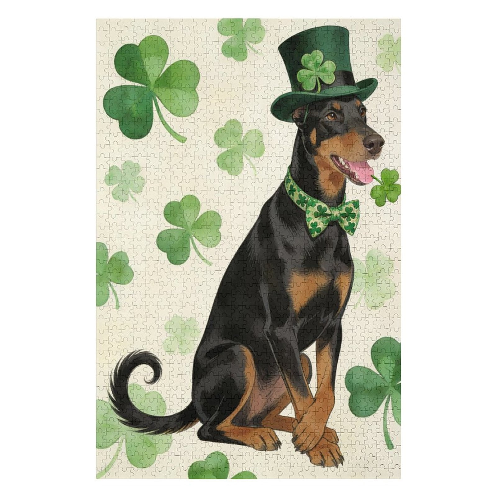 Black Doberman Shamrock 500 Piece Jigsaw Puzzle for Adults, Saint ...