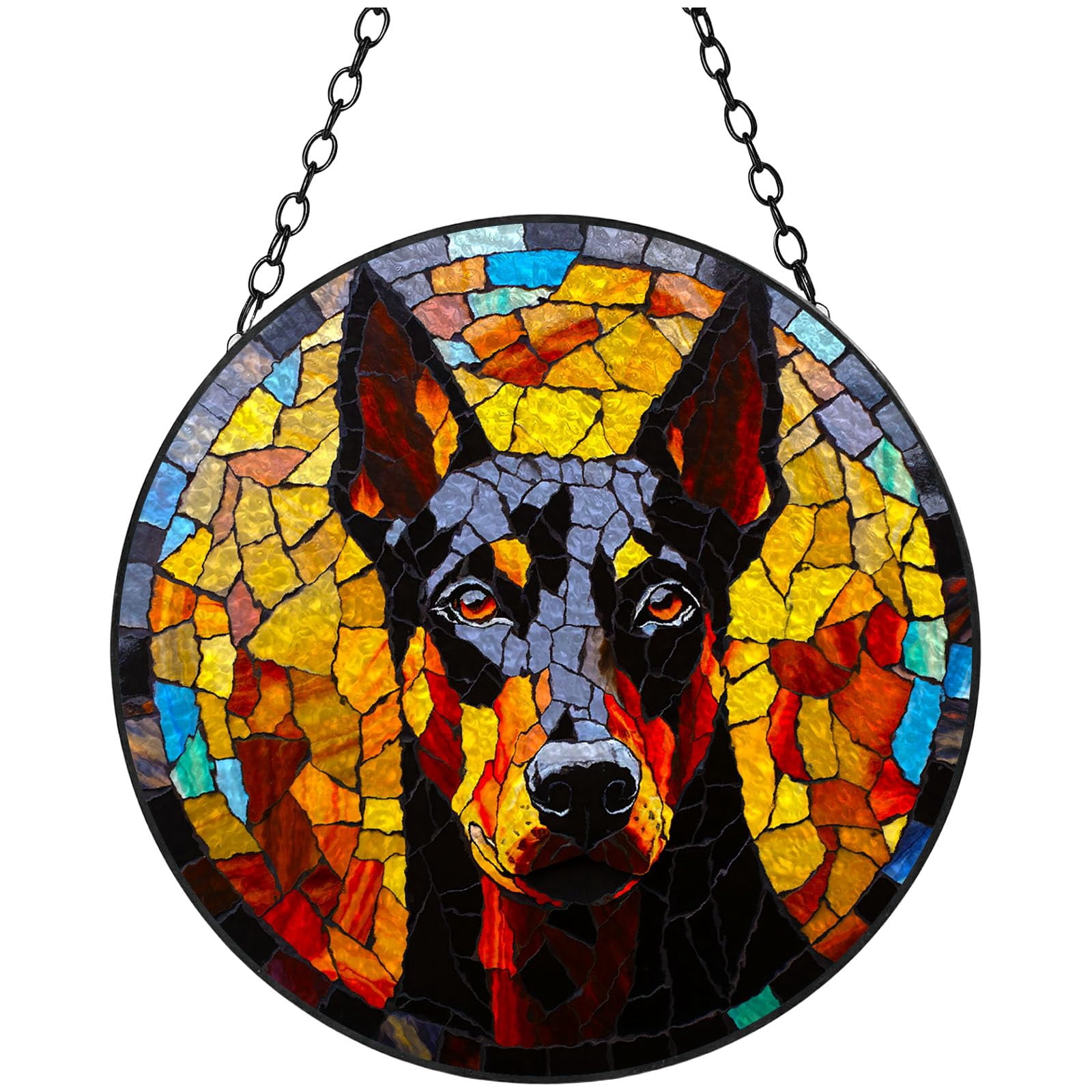 Black Doberman Stained Glass Suncatcher Window Hangings Colored ...
