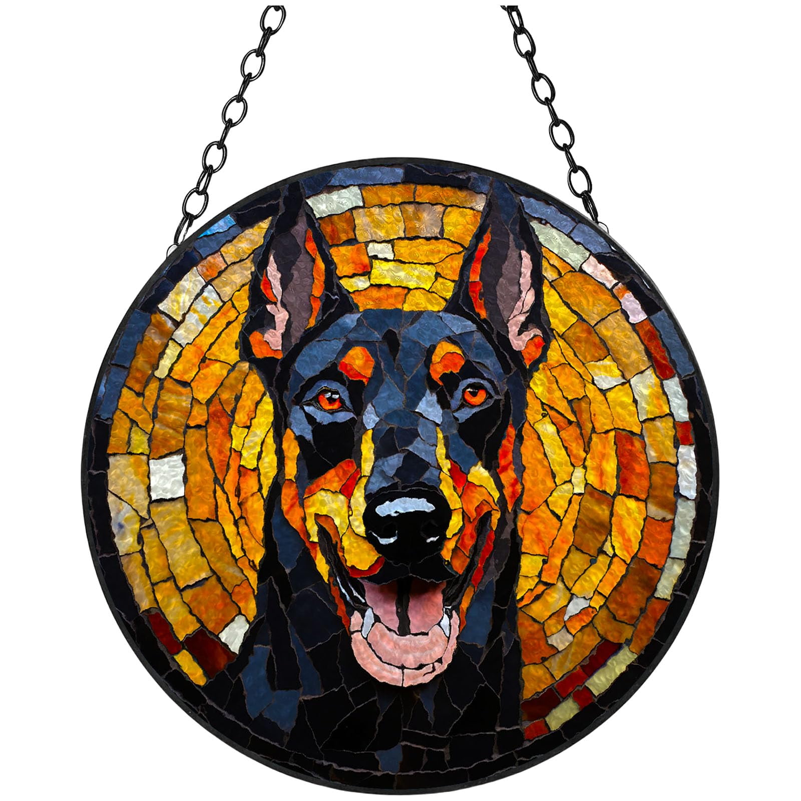 Black Doberman Stained Glass Suncatcher Window Hangings Colored ...
