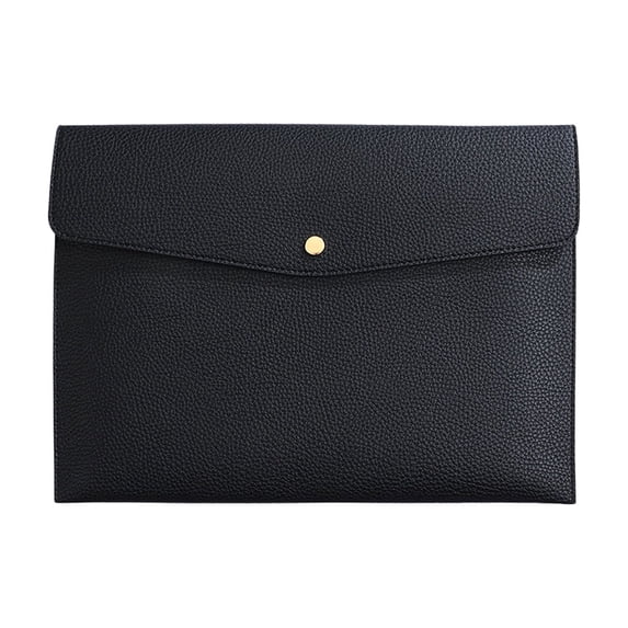 Black Document Folder Waterproof Pu Leather Envelope Case With ...