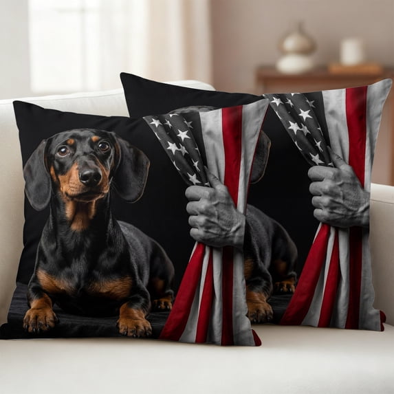 Black Dog Animal Outdoor Waterproof Throw Pillow Covers 20x20 Set of 2 ...