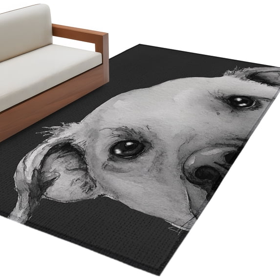 Black Dog Area Rug 4x6 Washable Rug Non Slip Cute Pets Eyes Animals Fur ...