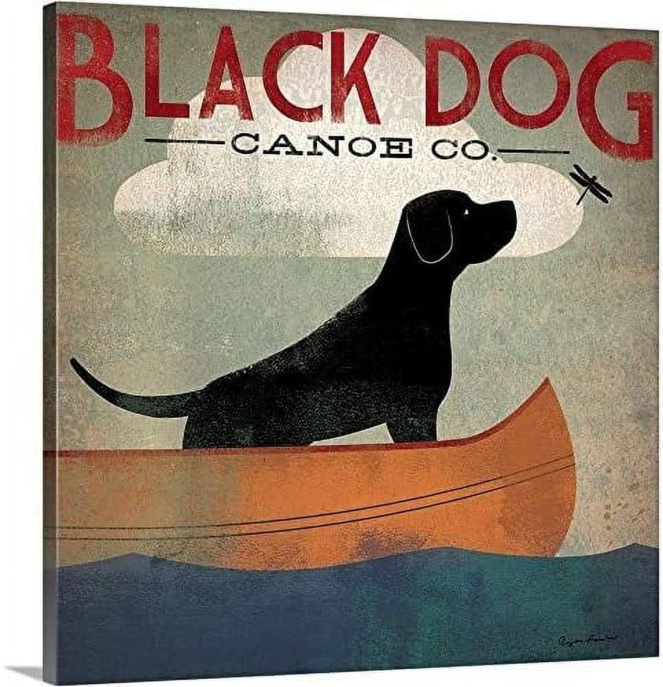 Black Dog Canoe Canvas Wall Art Print by Ryan Fowler, Home Decor ...