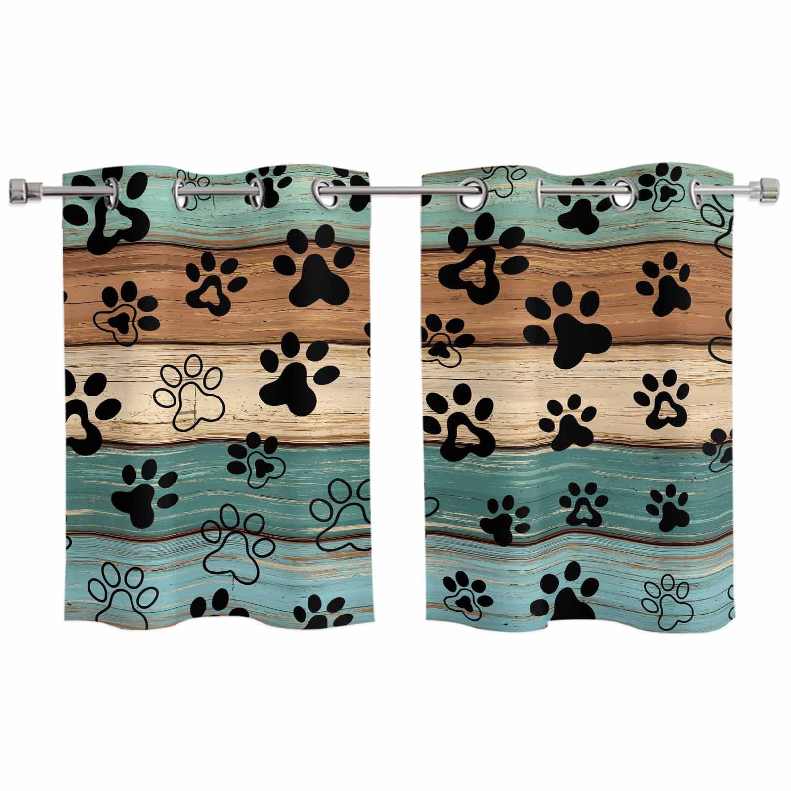 Black Dog Claws Kitchen Curtains Small Short 39 Inch Length, Cat Pets ...