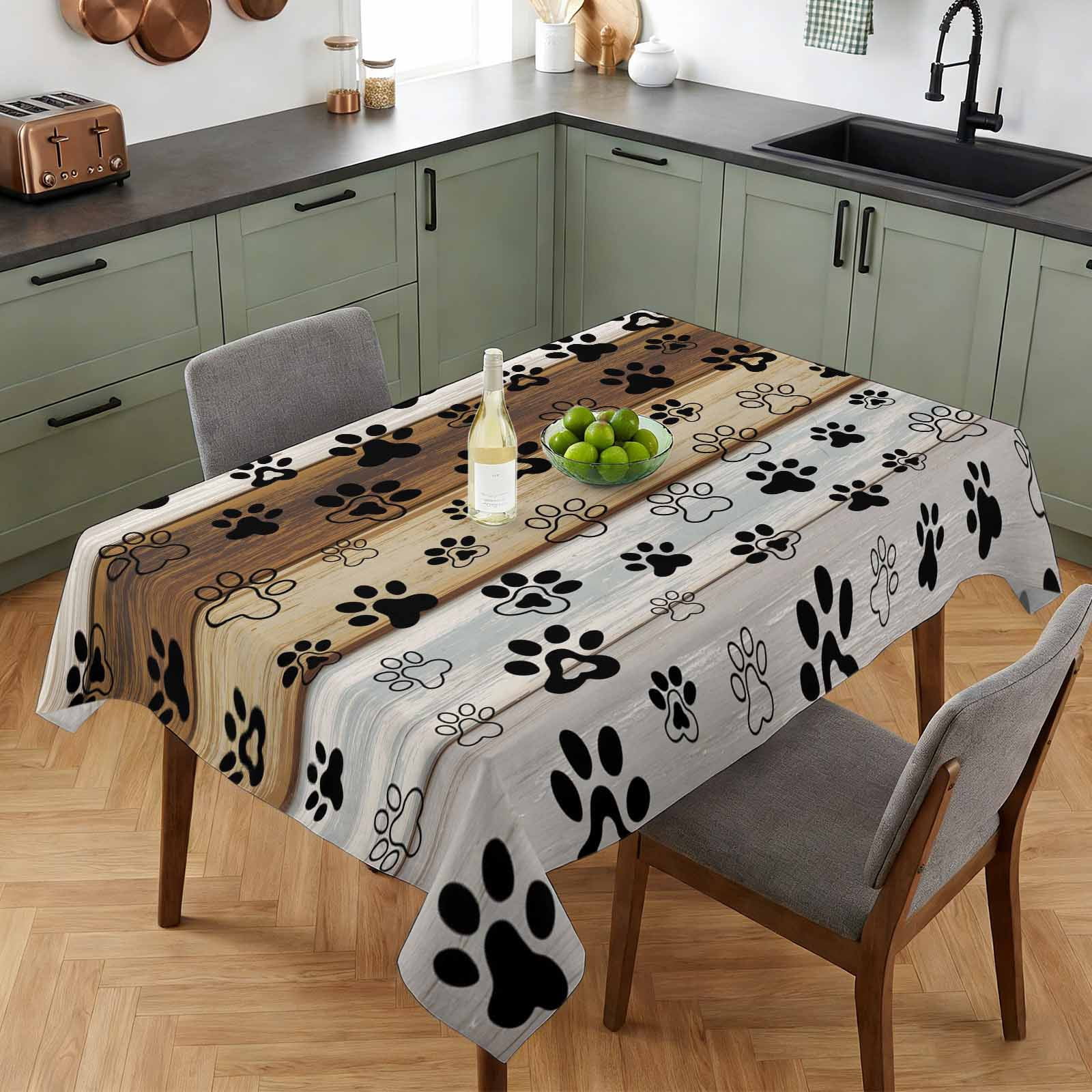 Black Dog Claws on Retro Wood Table Cloth 52x70in, Waterproof Rectangle ...