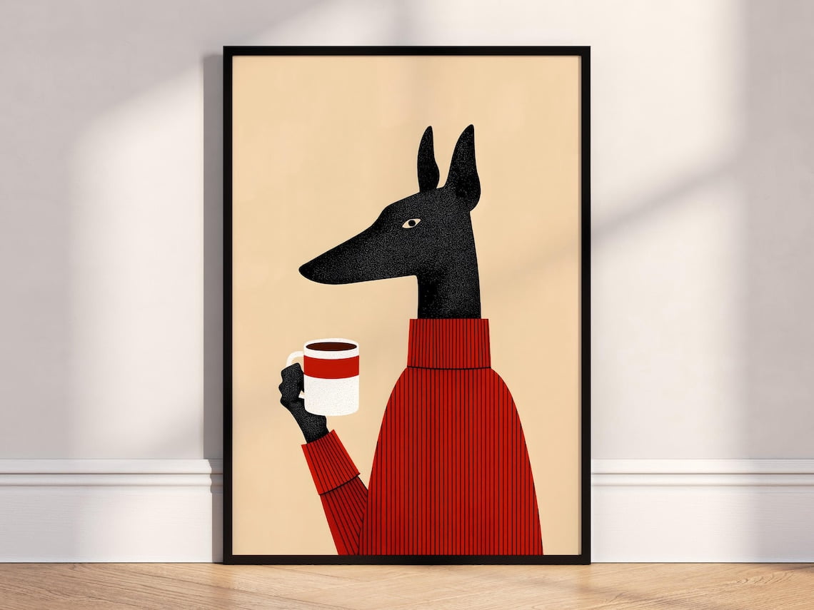 Black Dog Coffee Animal Wall Art Poster Unframed Paper Print - Walmart.com