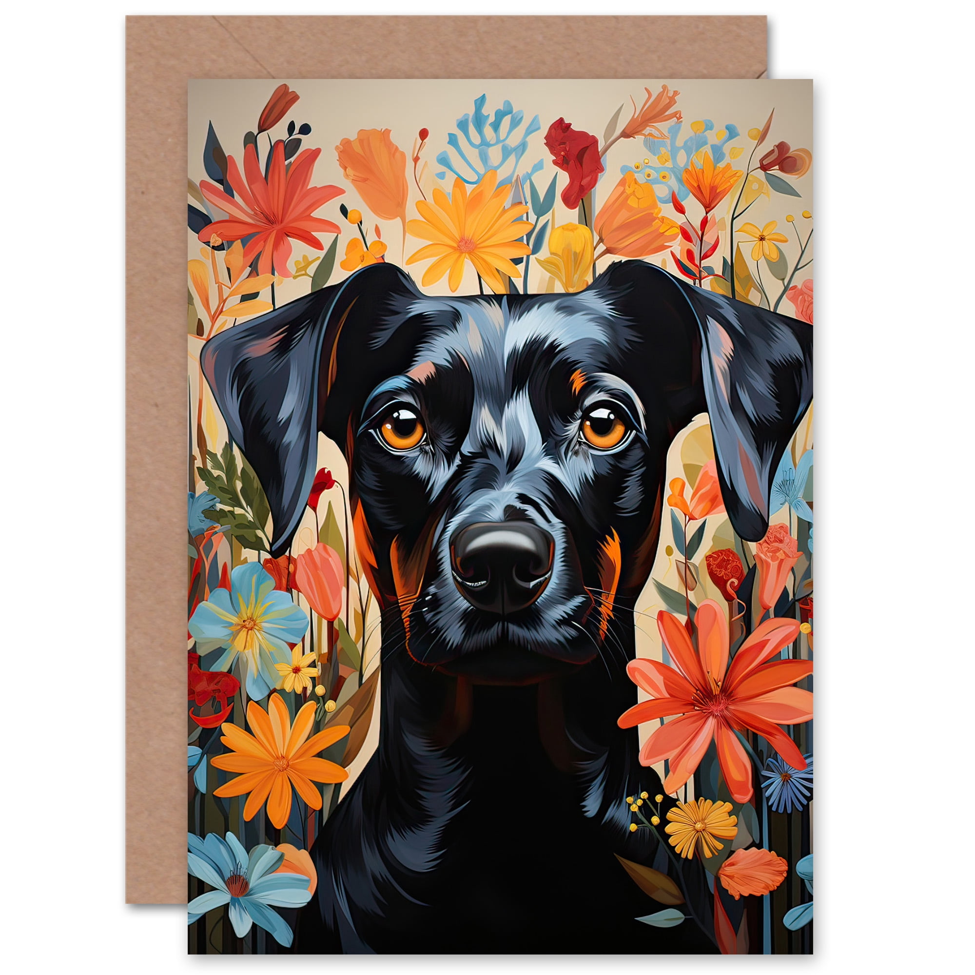 Black Dog Colourful Flowers Dog Mum for Wife Her Mum Sister Daughter ...