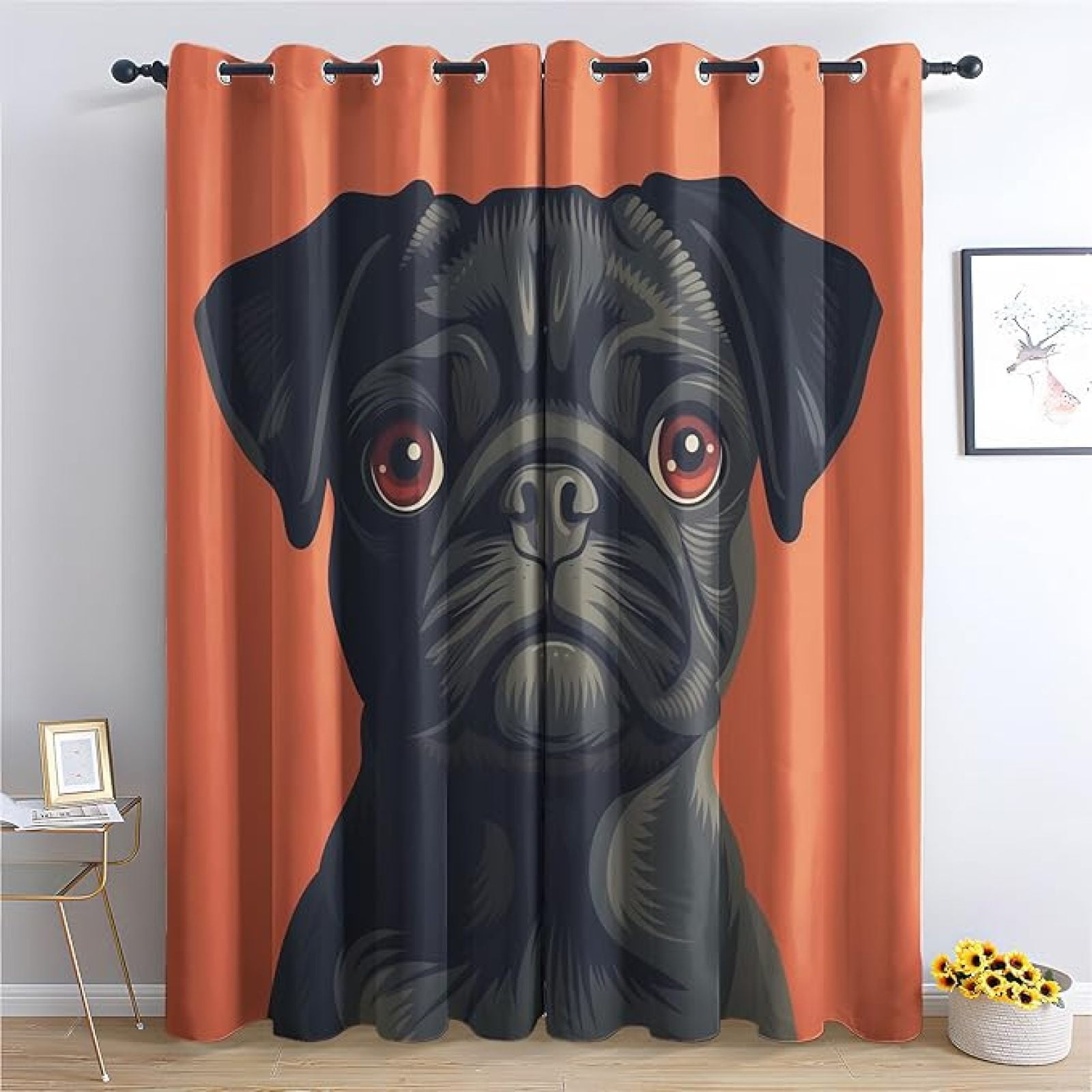 Black Dog Curtains For Bedroom Living Room, Dog Blackout Curtains ...