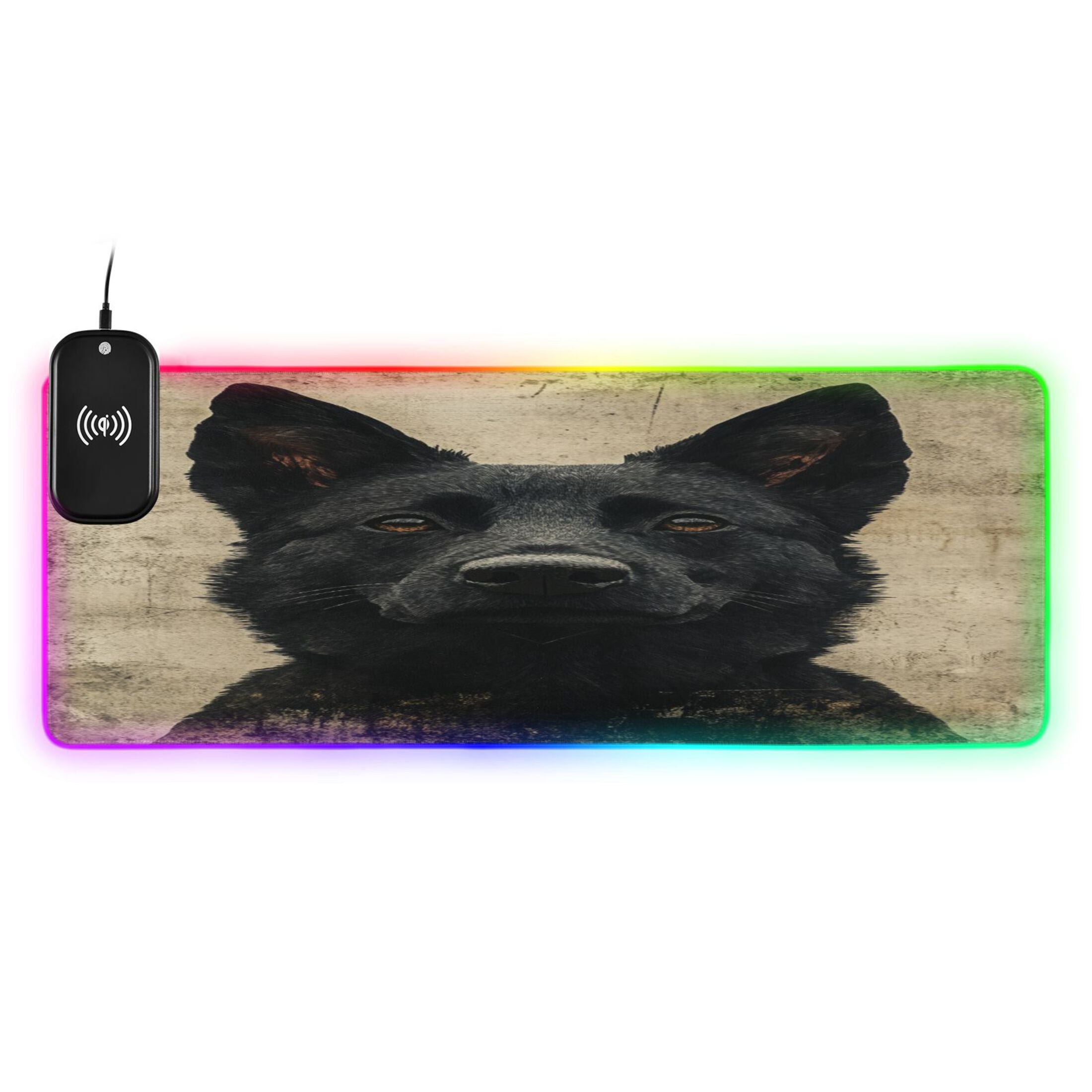 Black Dog Large RGB Gaming Mouse Pad with Fast Wireless Charging, 31.5 ...