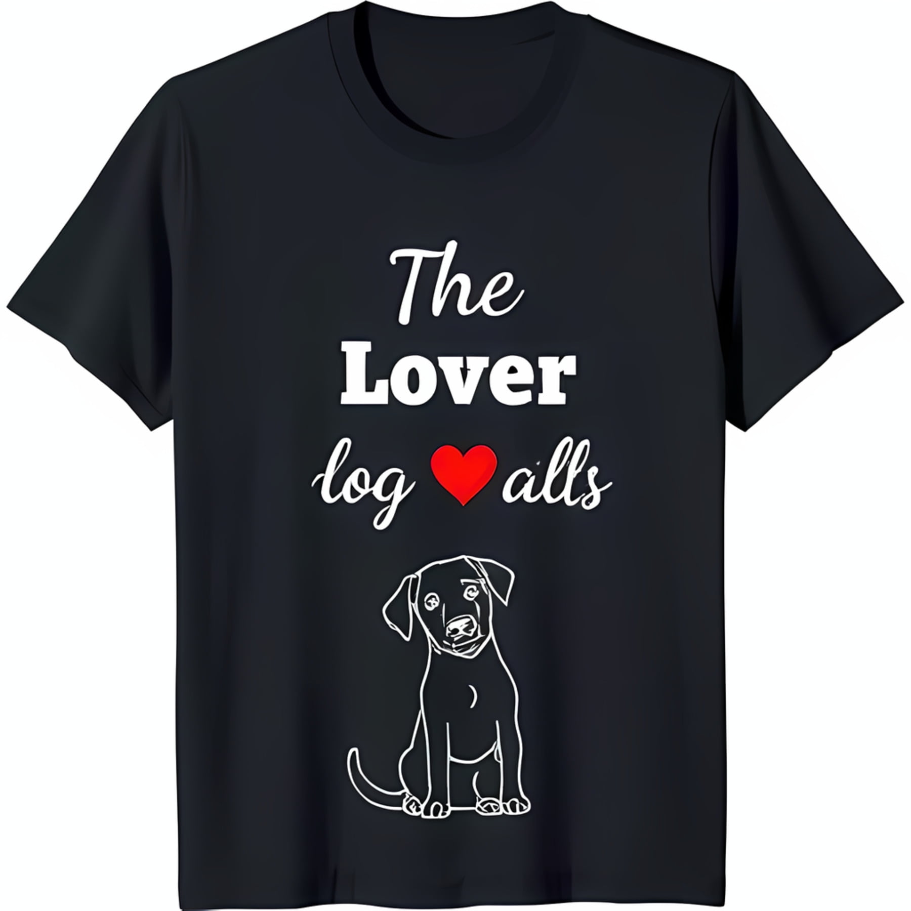 Black Dog Lover T-Shirt with Playful Graphic & Heart Design for Dog ...