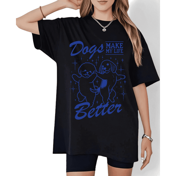 Black Dog Lover T shirt Graphic Tees Dogs Make My Life Better Print ...