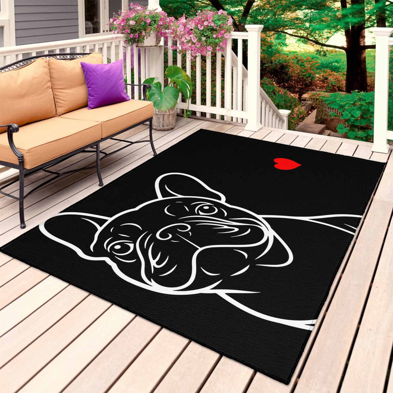 Black Dog Outdoor Rug 4x6 Ft, Non Slip Washable Area Rug, Simple ...