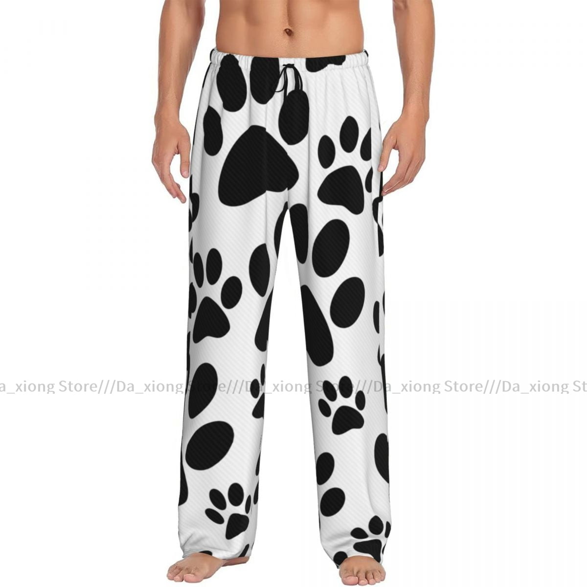 Black Dog Paw Prints Mens Pajamas Pyjamas Pants Lounge Pants Sleep ...
