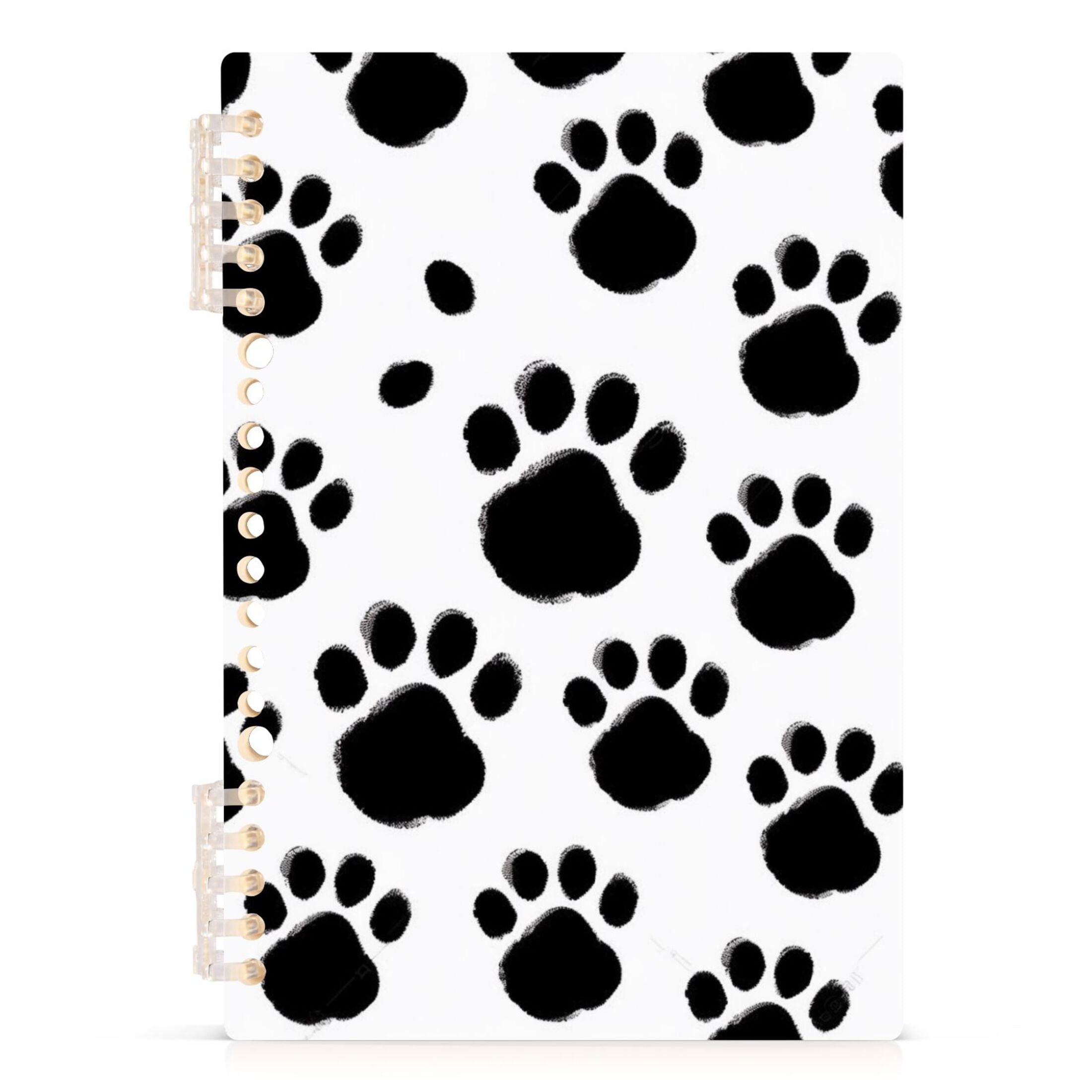 Black Dog Paws Spiral Notebooks 60 Sheets 120 Pages A5 Journal Notepad ...