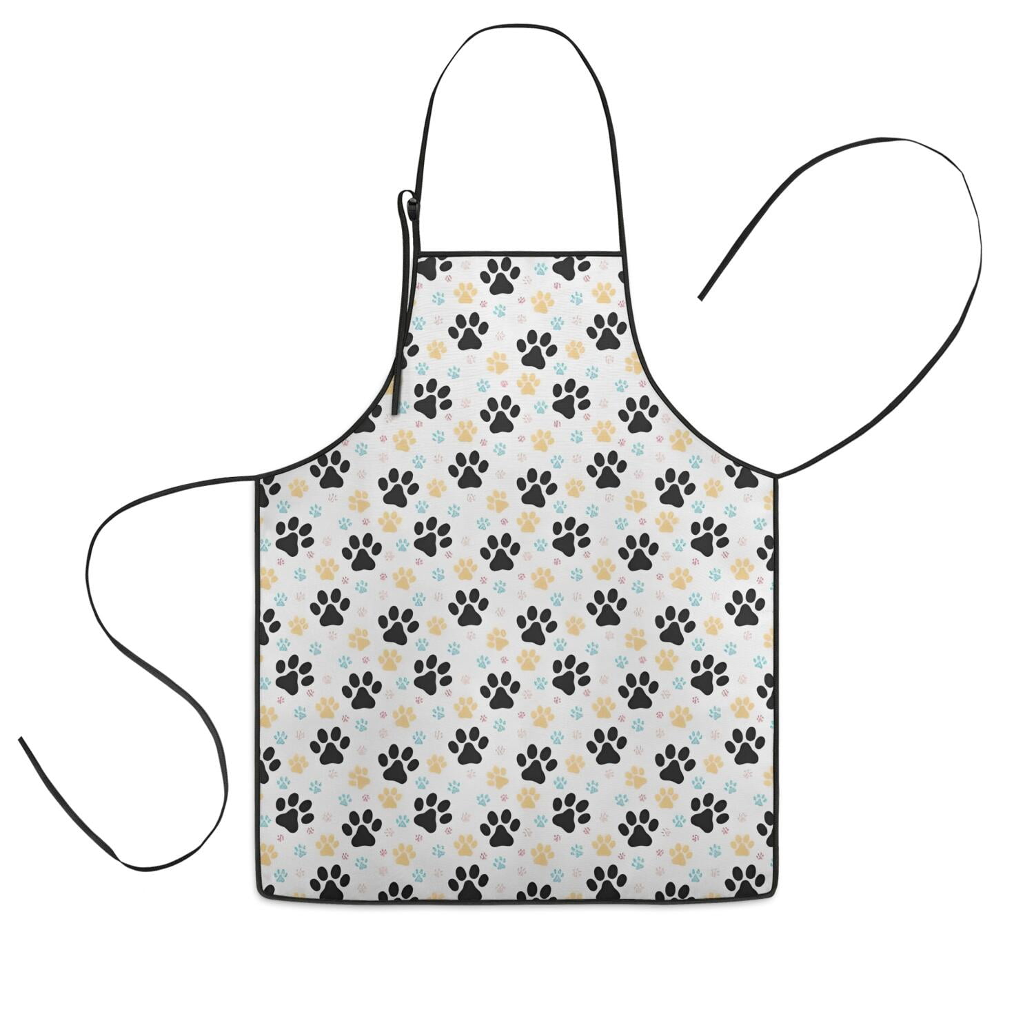 Black Dog Puppy Paw Kids Aprons for Girls and Boys,Adjustable Neck ...