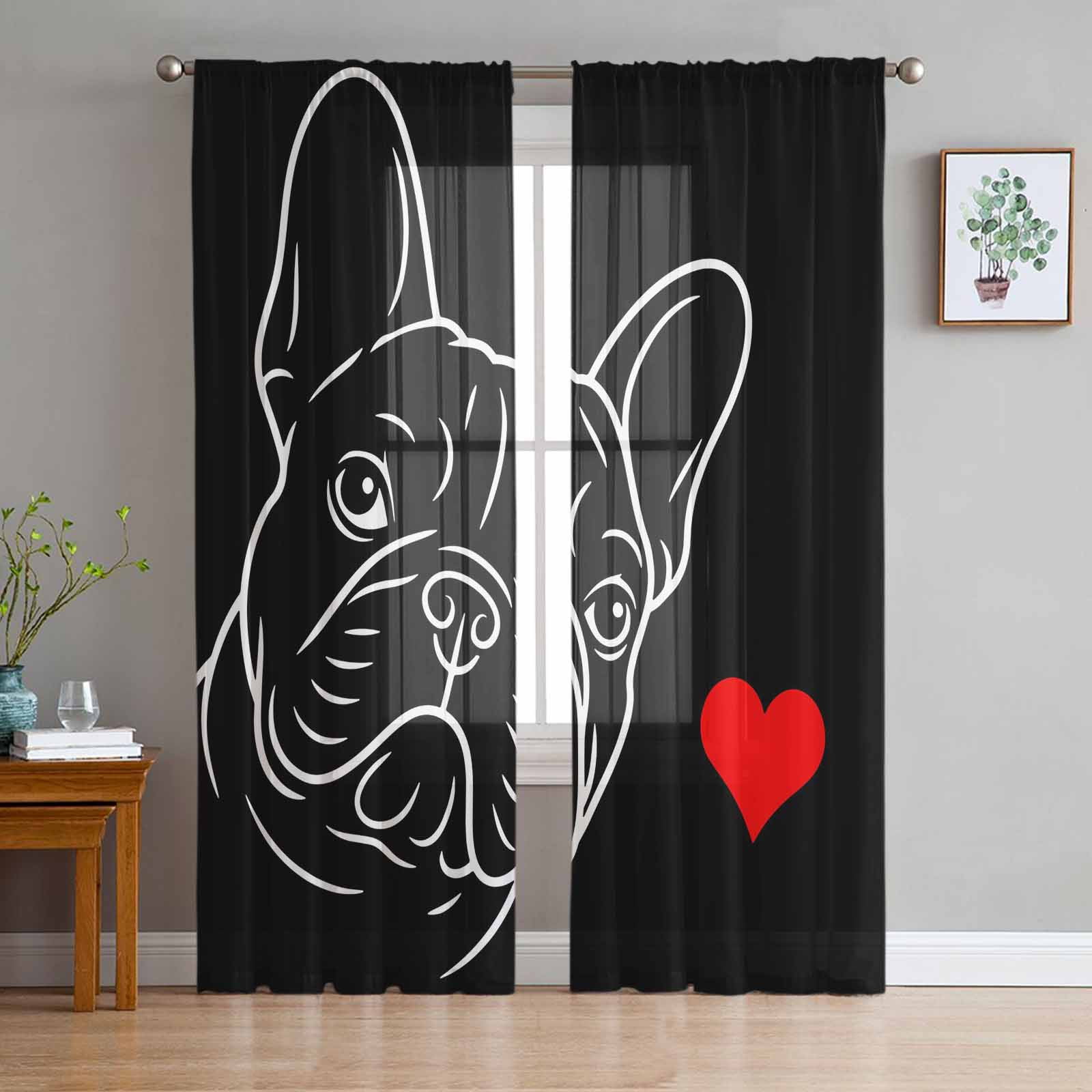 Black Dog Sheer Curtains 84 Inches Long 2 Panels Set, Window Sheer ...
