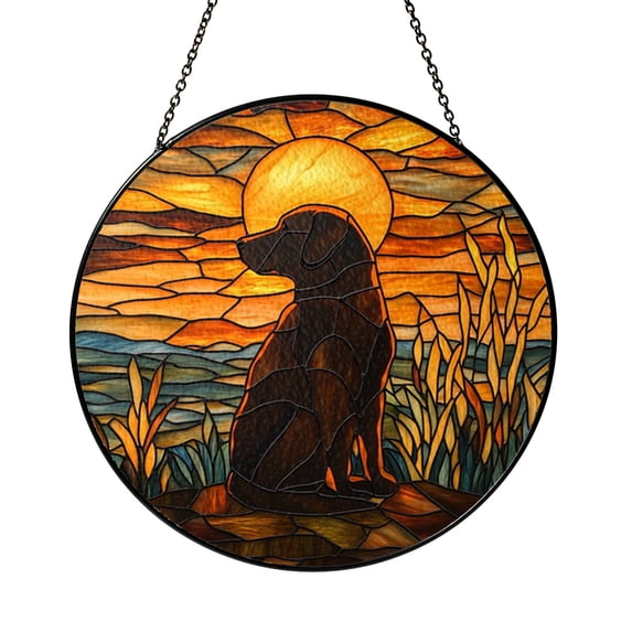 Black Dog Stained Glass Suncatcher Window Hanging, Memorial Style ...