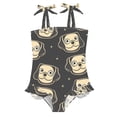 Black Dog Star Pattern Girls' One-Piece Swimsuit Bowknot Tie Shoulder ...