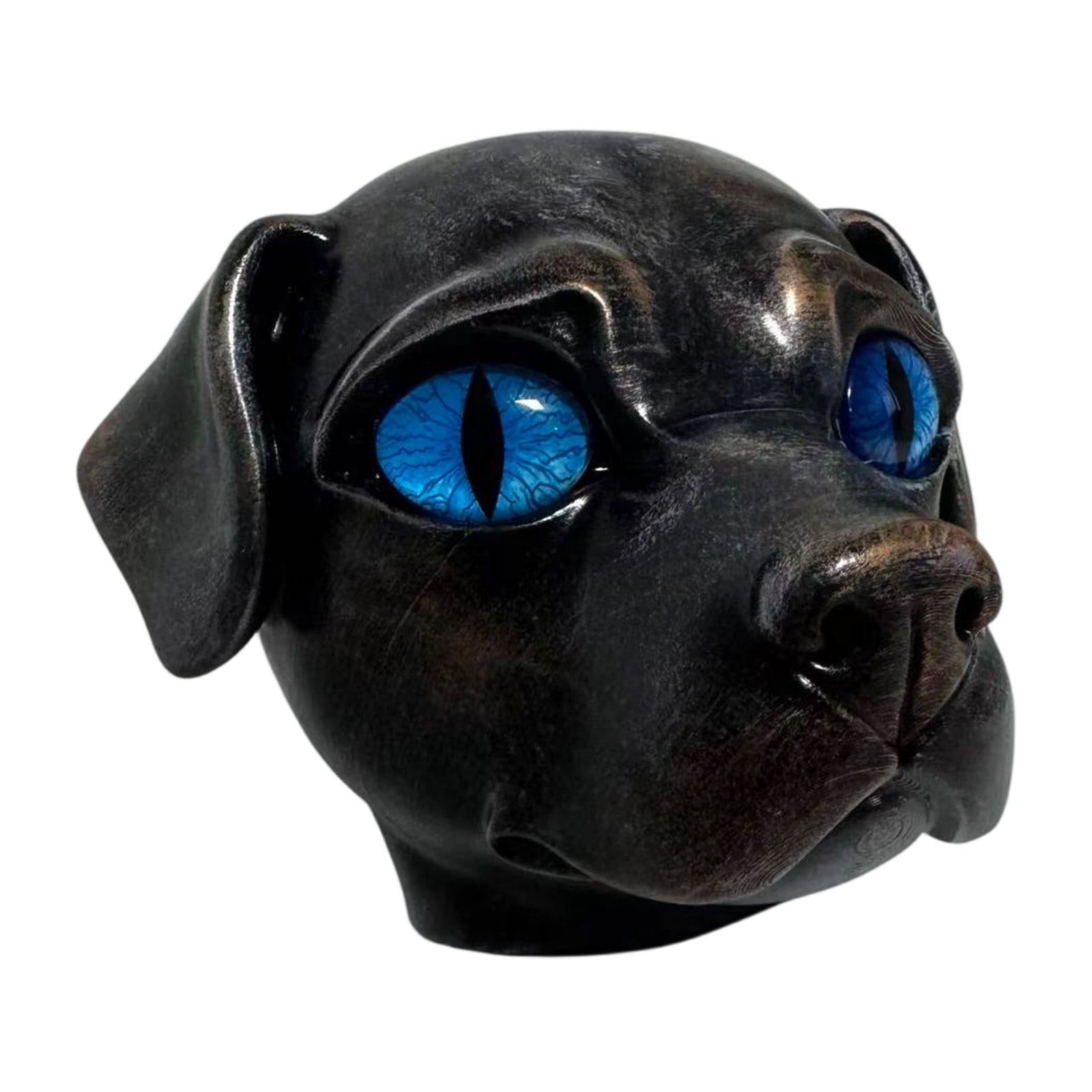 Black Dog Stone Sculpture Resin Dog Head Figurines Marble Look Resin ...