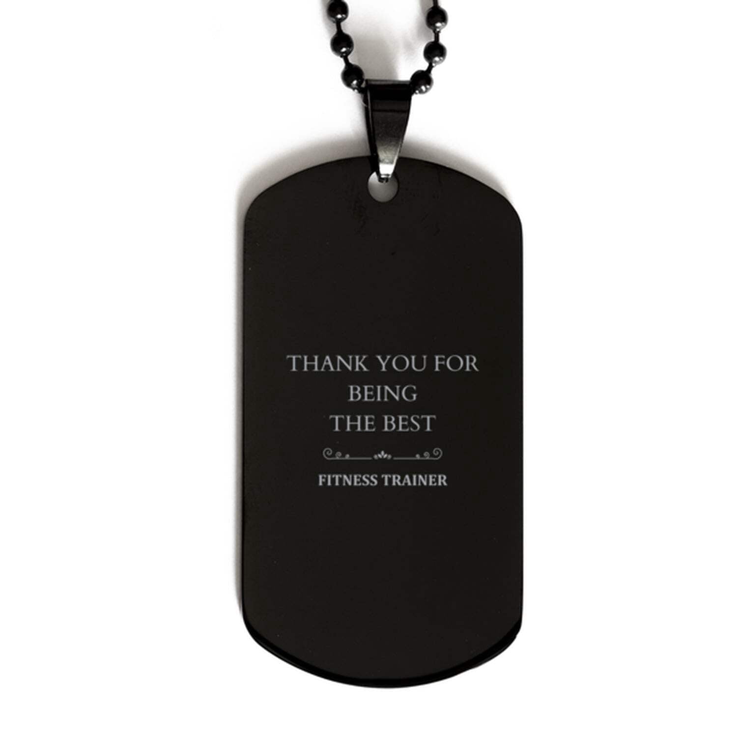 Black Dog Tag Fitness Trainer - Thank you for being the best, engraved ...