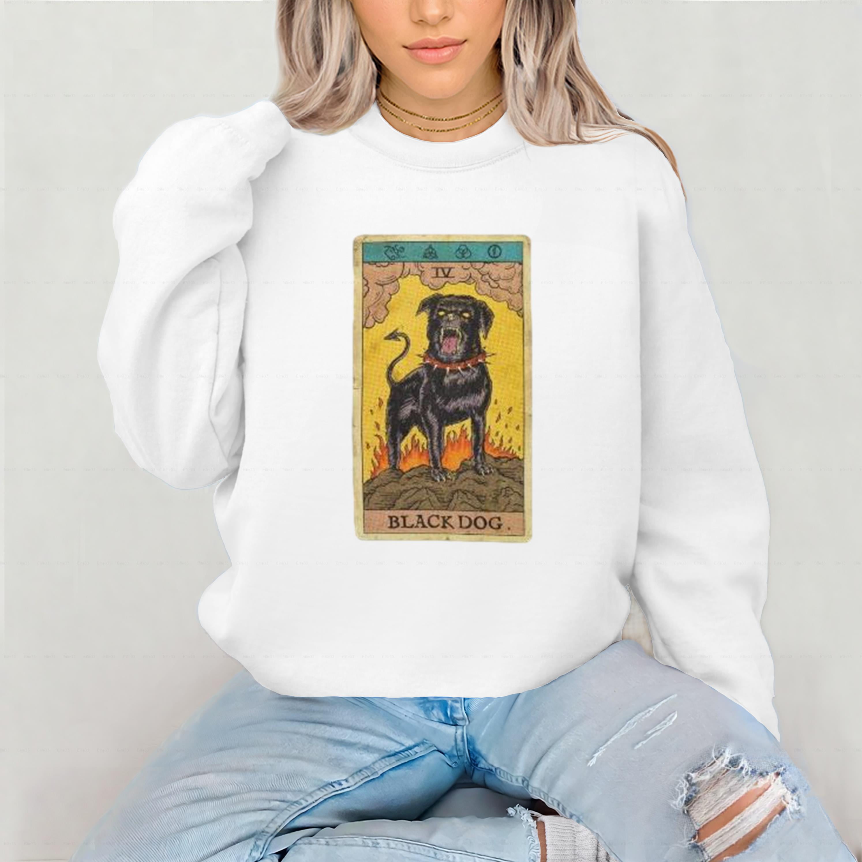 Black Dog Tarot Card T-Shirt with Mysterious Gothic Art, for men & women, up to size 5XL ...