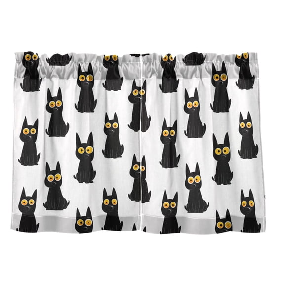 Black Dog Texture Design Tier Curtain Set of 2 Kitchen Curtains 27x24 ...