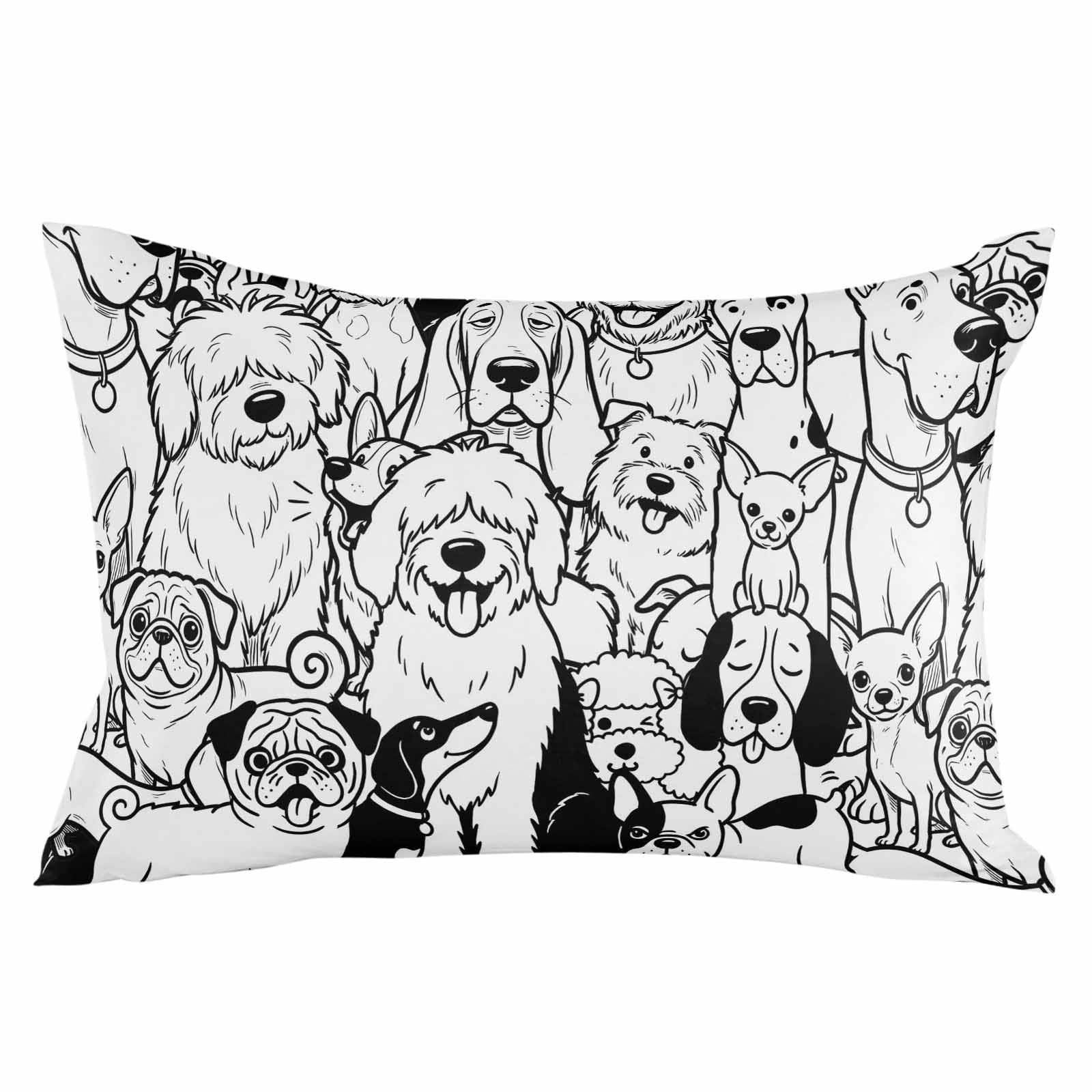 Black Dog Throw Pillow Cover 20 x 36 Inch Decorative Pillow Cover Cute ...