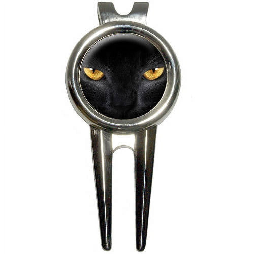 Black Domestic Cat Gold Eyes Golf Divot Repair Tool and Ball Marker ...