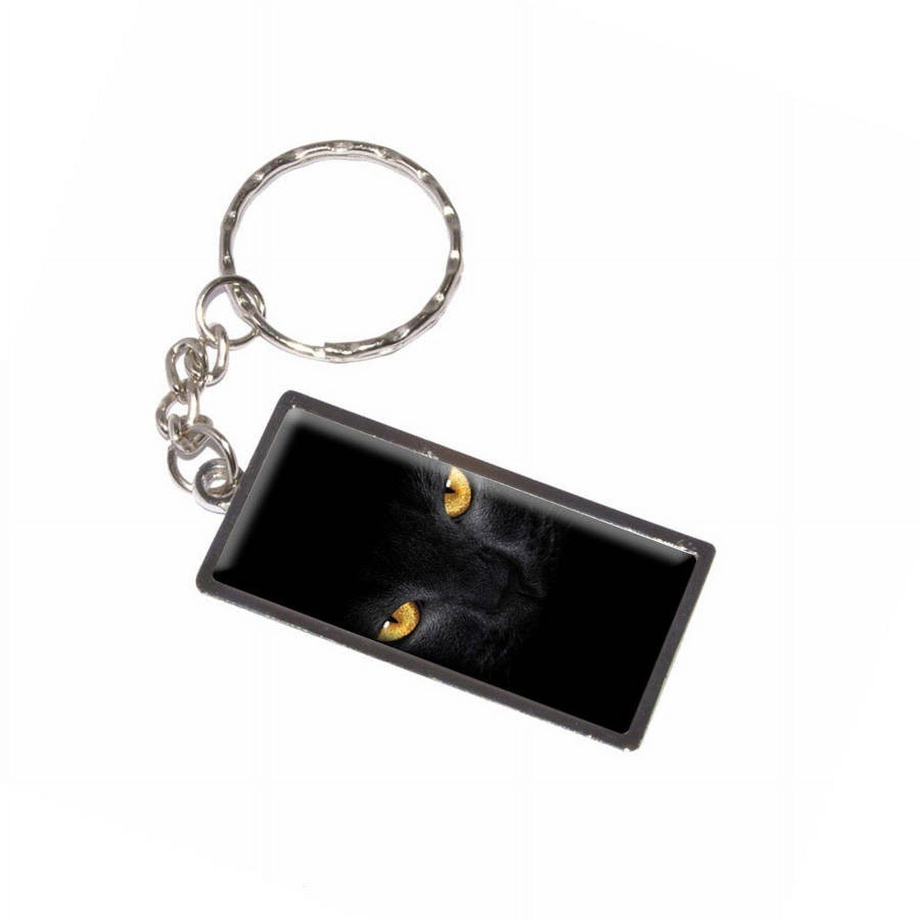 Black Domestic Cat Gold Eyes Keychain Key Chain Ring - Walmart.com